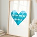 Drink More Water Poster, Water Reminder Poster, Blue Heart Print ...