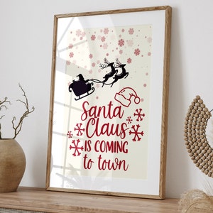 Santa Claus is Coming to Town Poster, Printable Christmas Poster ...