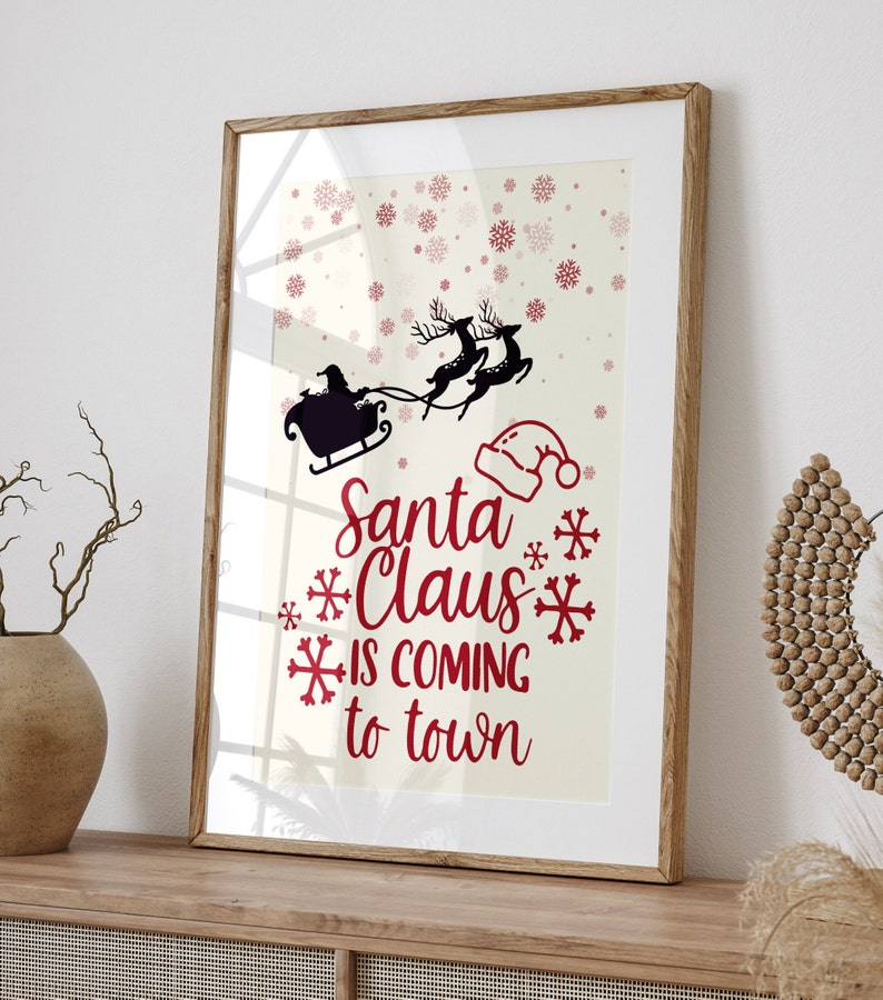 Santa Claus is Coming to Town Poster, Printable Christmas Poster ...