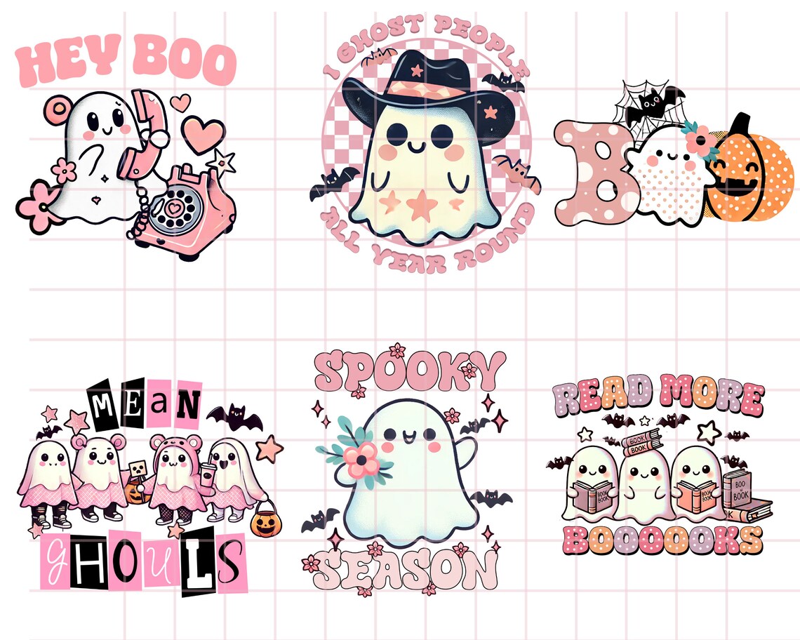 Cute Pink Ghost Bundle PNG 20 TOTAL - Etsy