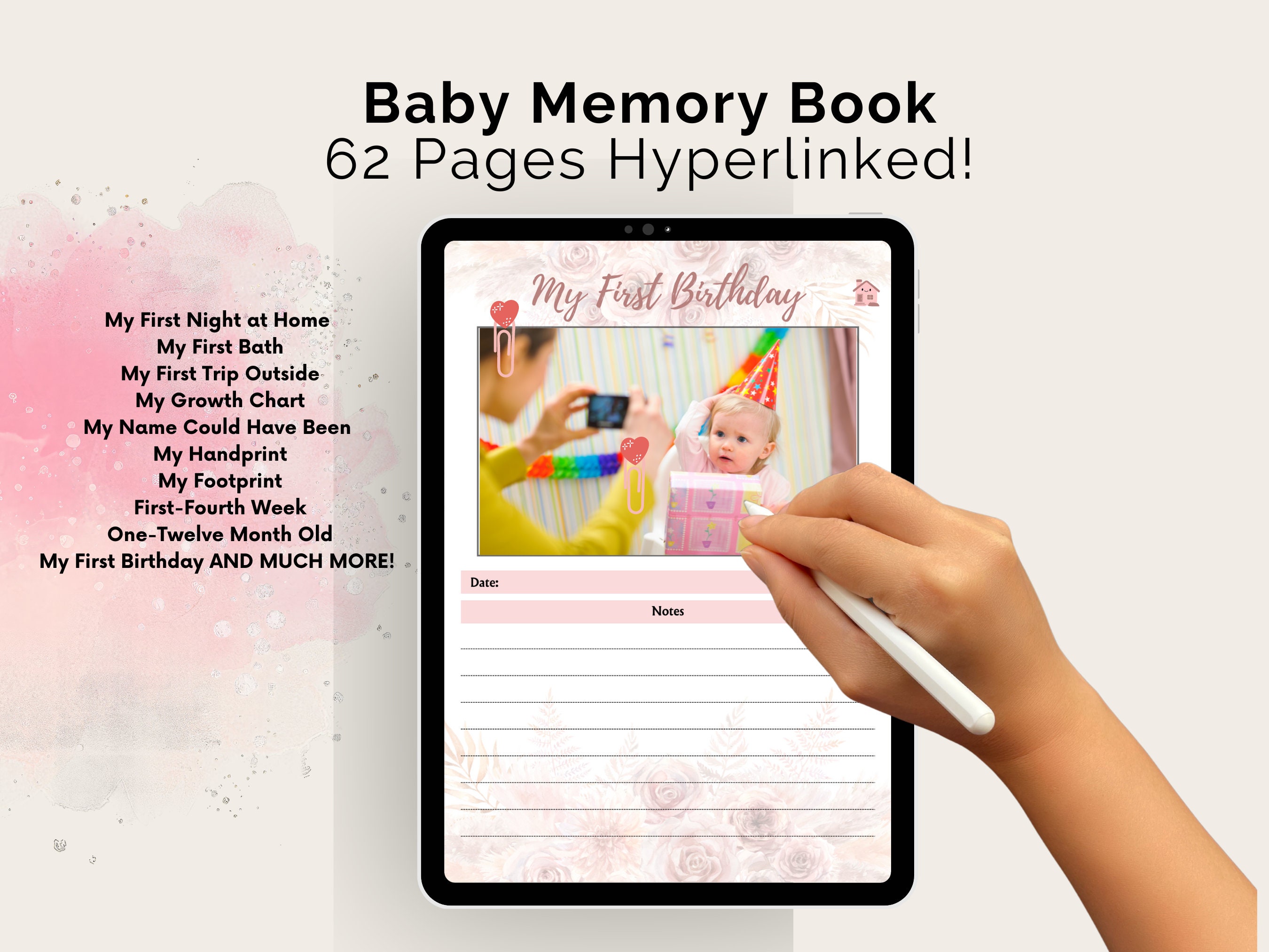Printable Baby Memory Book, Editable Baby Memory Book, Baby Milestone ...