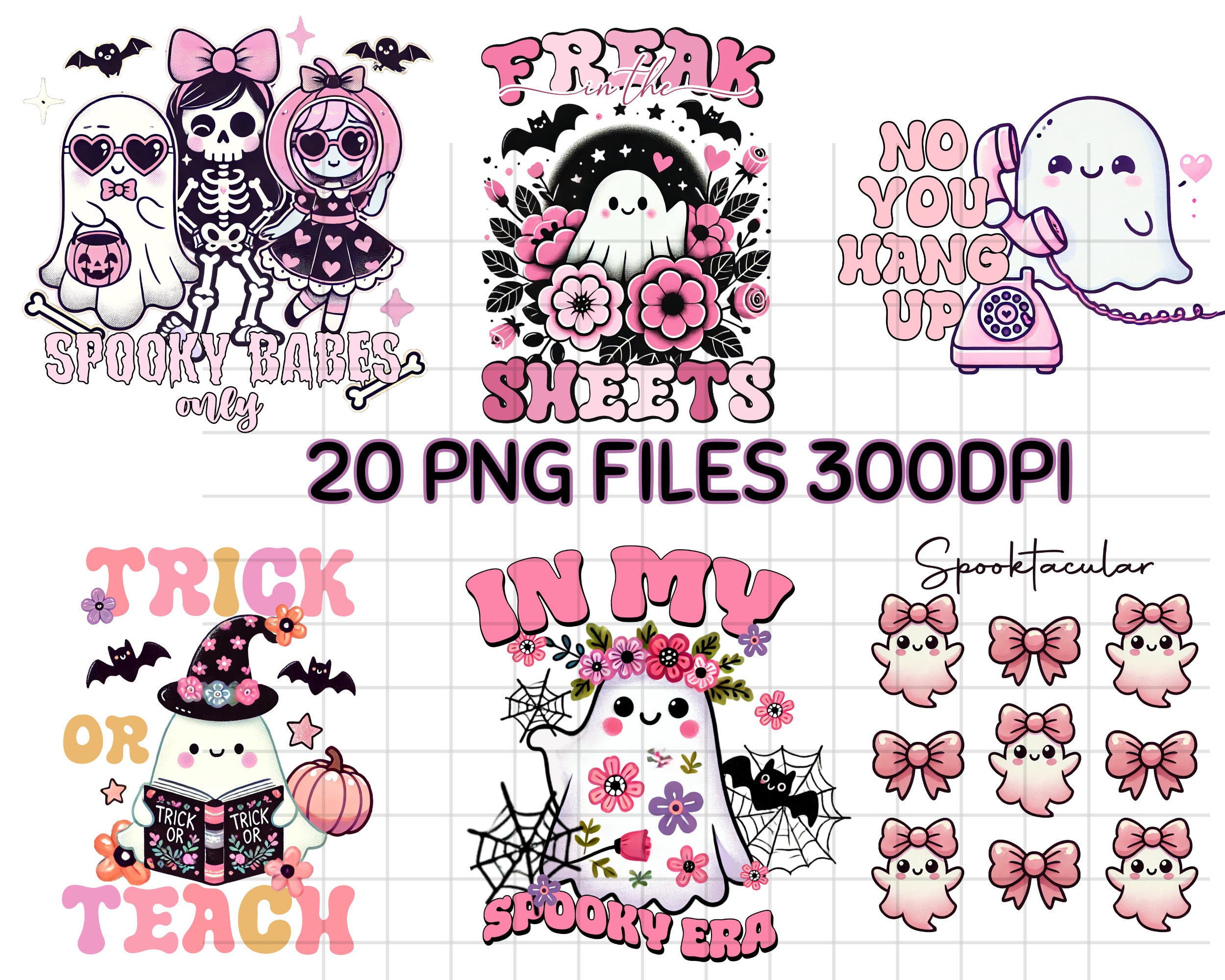 Cute Pink Ghost Bundle PNG 20 TOTAL - Etsy