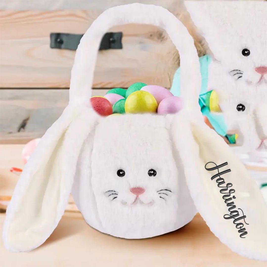 Personalized Plush Easter Basket, Easter Bunny Baby Basket, Cute Bunny ...