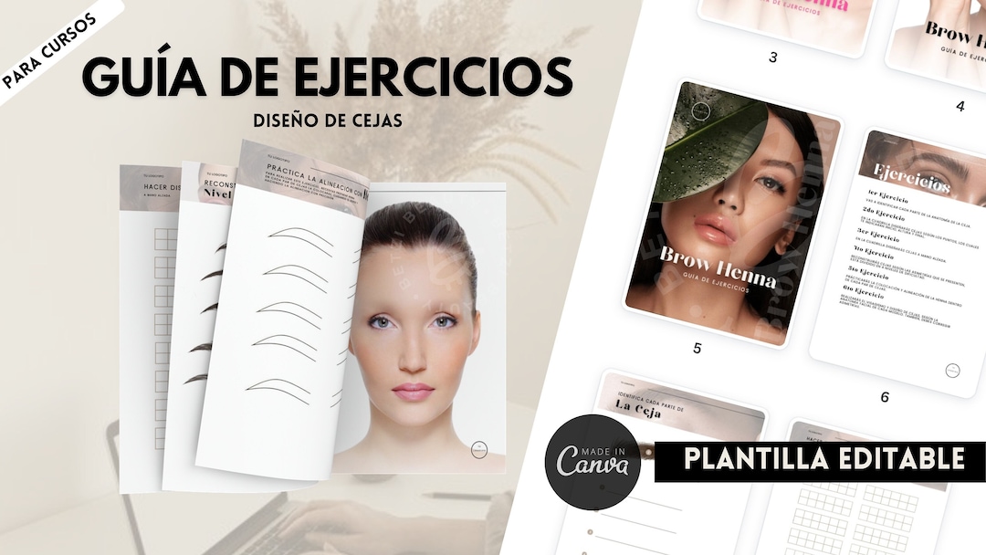 Exercise Guide, Eyebrow Training Guide, Training Manual, Henna Eyebrows, Editable Template ...