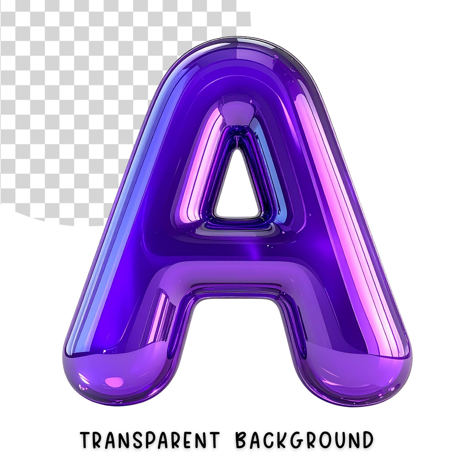3D Purple Balloon Letters PNG | Glossy Font Clipart (digital Download ...