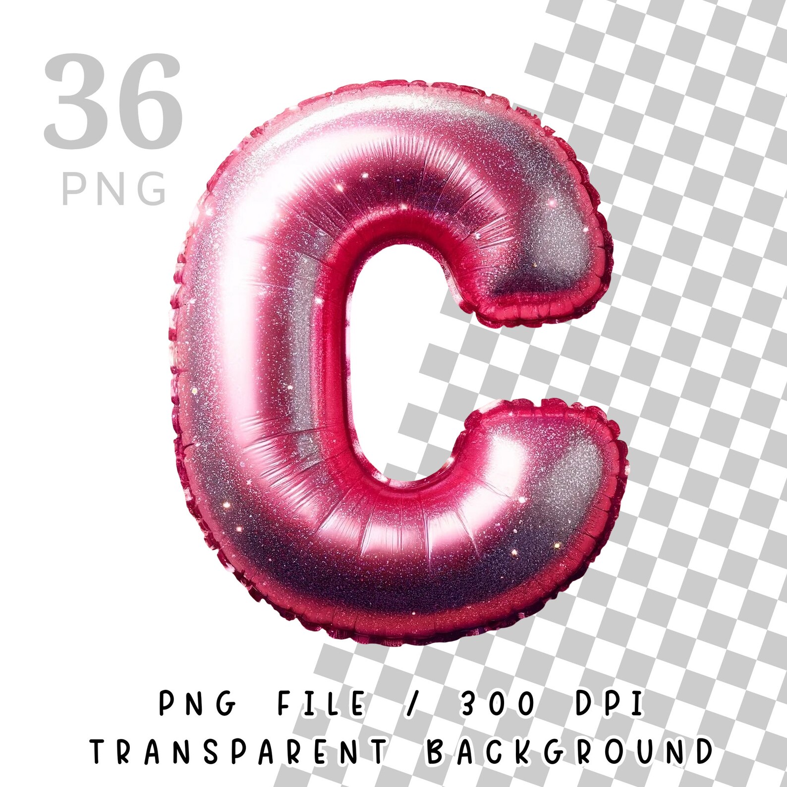 Glitter Pink Foil Balloon Alphabet Clip Art - Pink Balloons Letters PNG ...