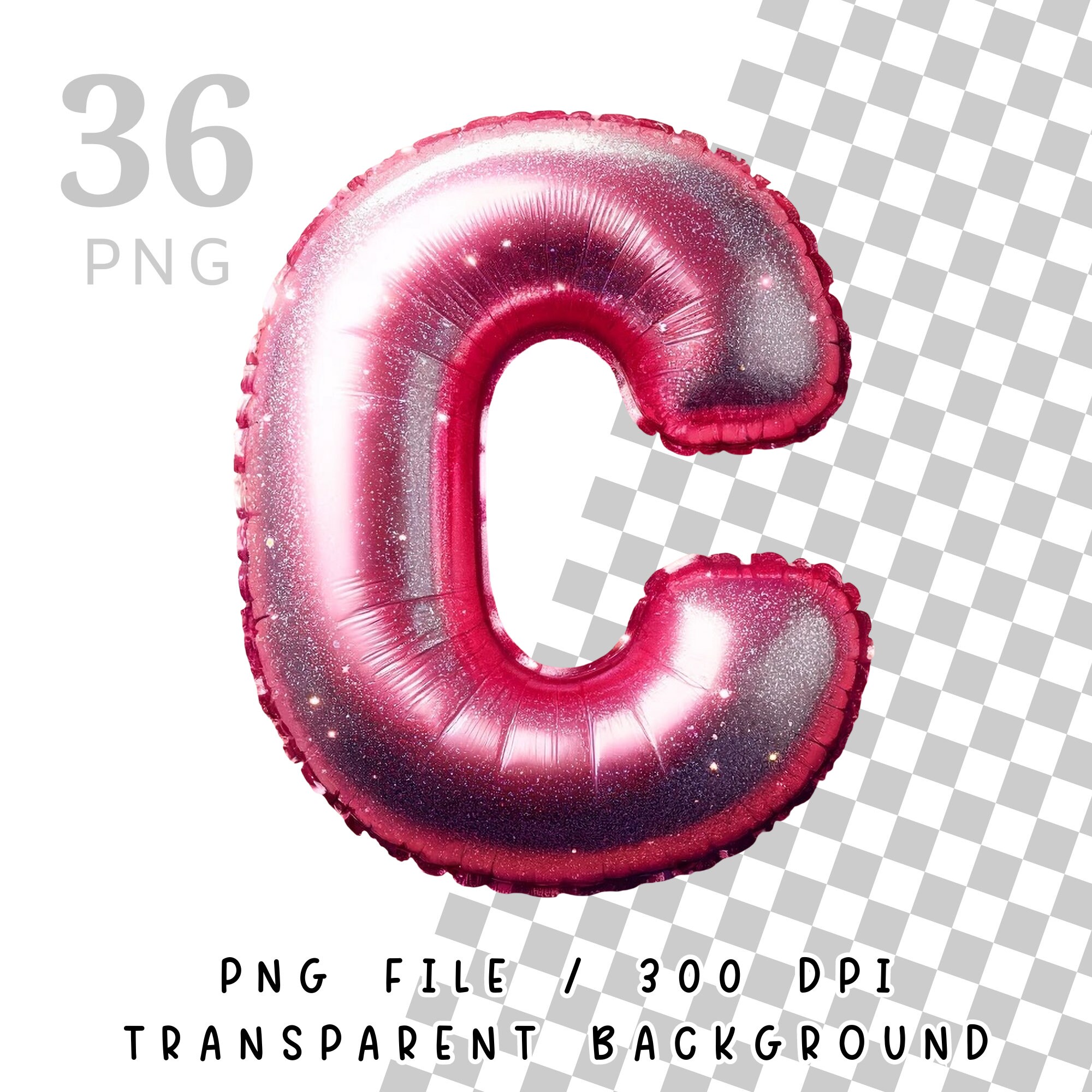 Glitter Pink Foil Balloon Alphabet Clip Art - Pink Balloons Letters PNG ...