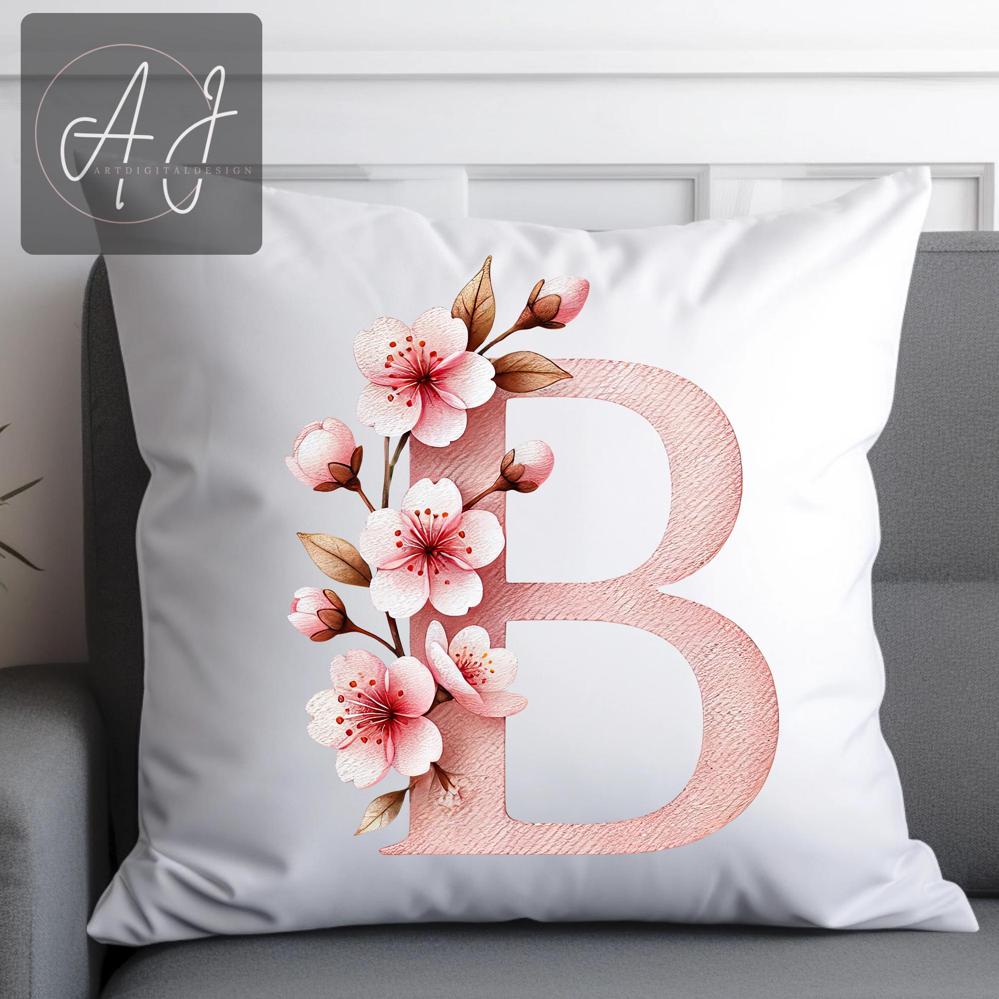 Cherry Blossom Alphabet Clipart: Floral Letter PNG Set (digital ...
