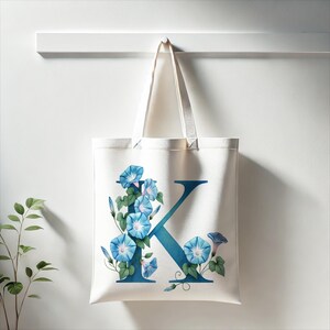 Floral Alphabet Clipart Set, Blue Morning Glory Letters, Blue Flower ...