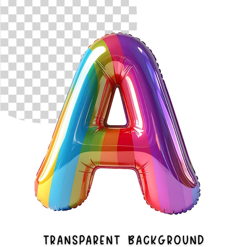 Rainbow Balloon Alphabet PNG Clipart: Full A-Z Foil Letters (digital ...