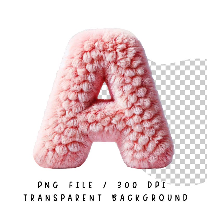 Pink Fluffy Alphabet, Baby Milestone Clipart, Fluffy Letters, Nursery ...