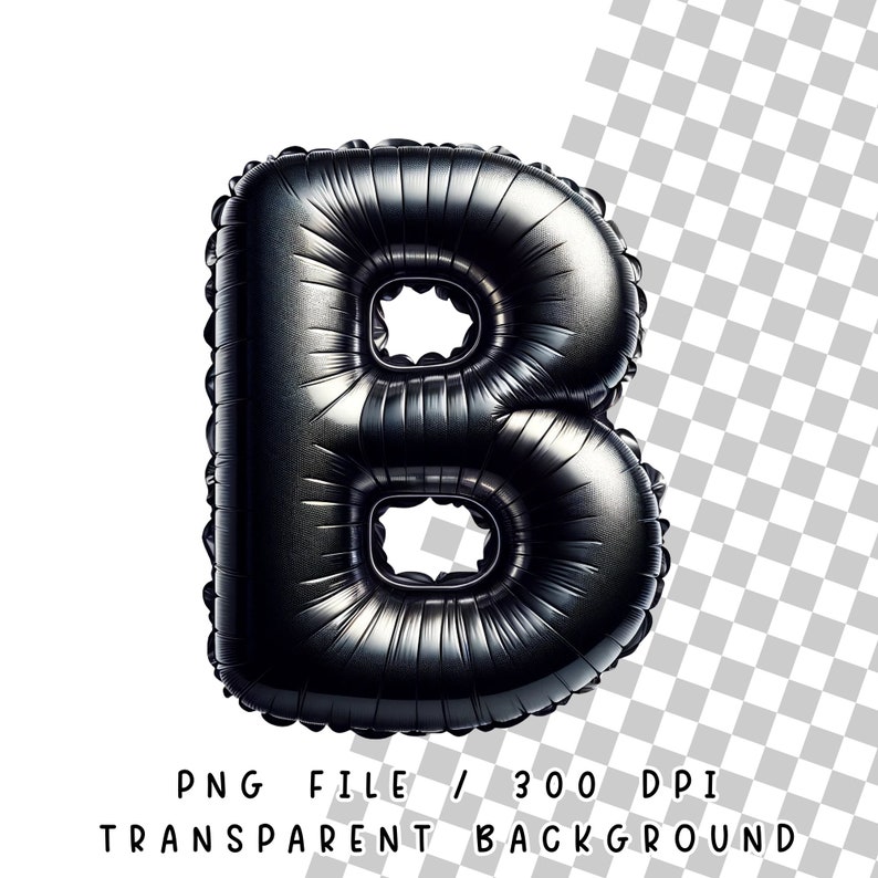 Black Foil Balloon Alphabet Clip Art - Black Balloons Letters PNG ...