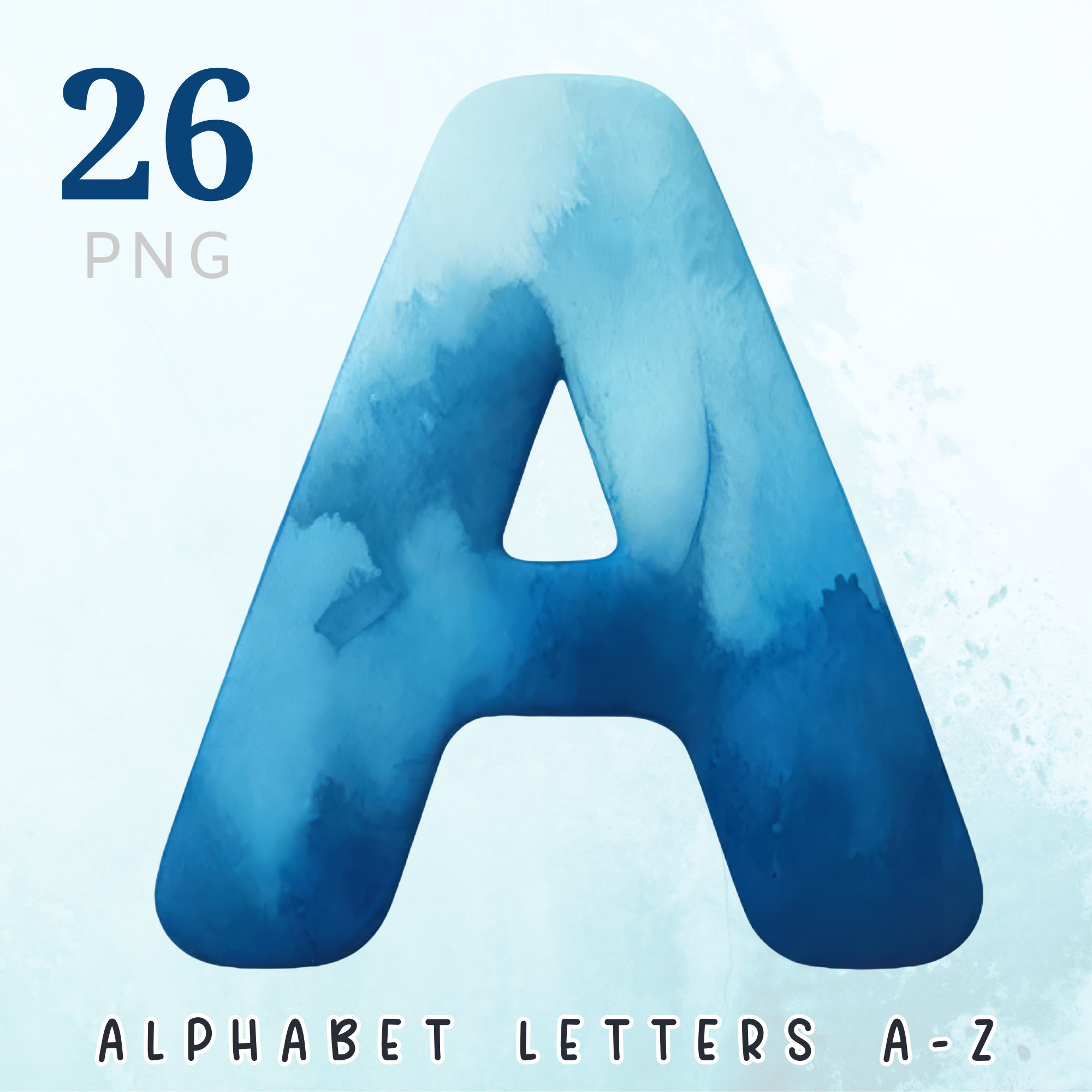 Blue Watercolor Alphabet A Z Clipart, Watercolor Letters Png, Wedding ...