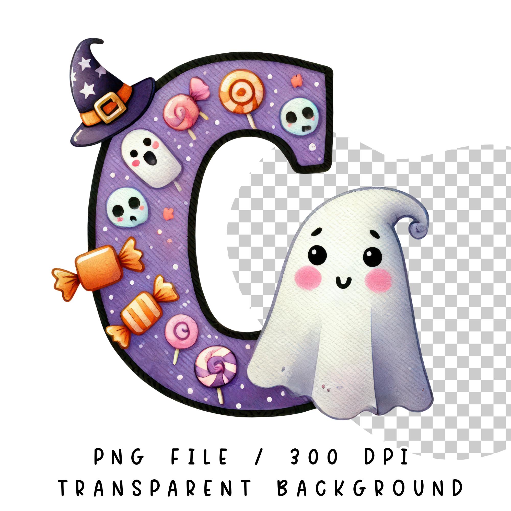 Ghost Alphabet Letter: Spooky Halloween Clip Art (PNG) - Etsy