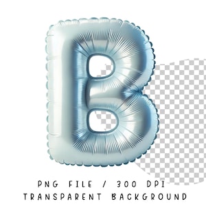 White Foil Balloon Alphabet Clip Art - Shiny Metallic Letters - Foil ...