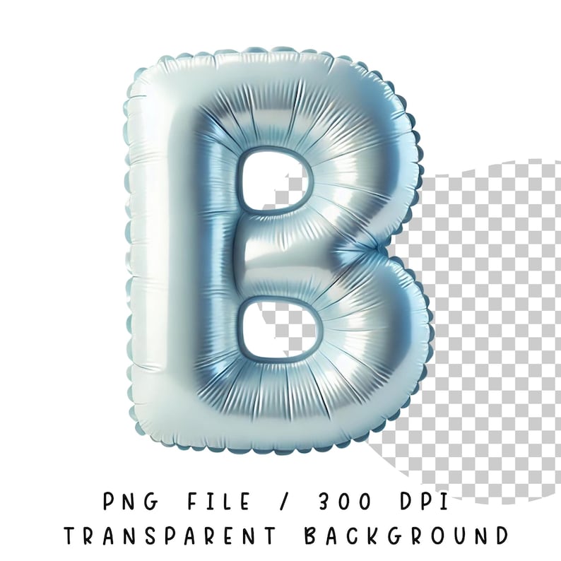 White Foil Balloon Alphabet Clip Art: Metallic PNG Letters (digital ...
