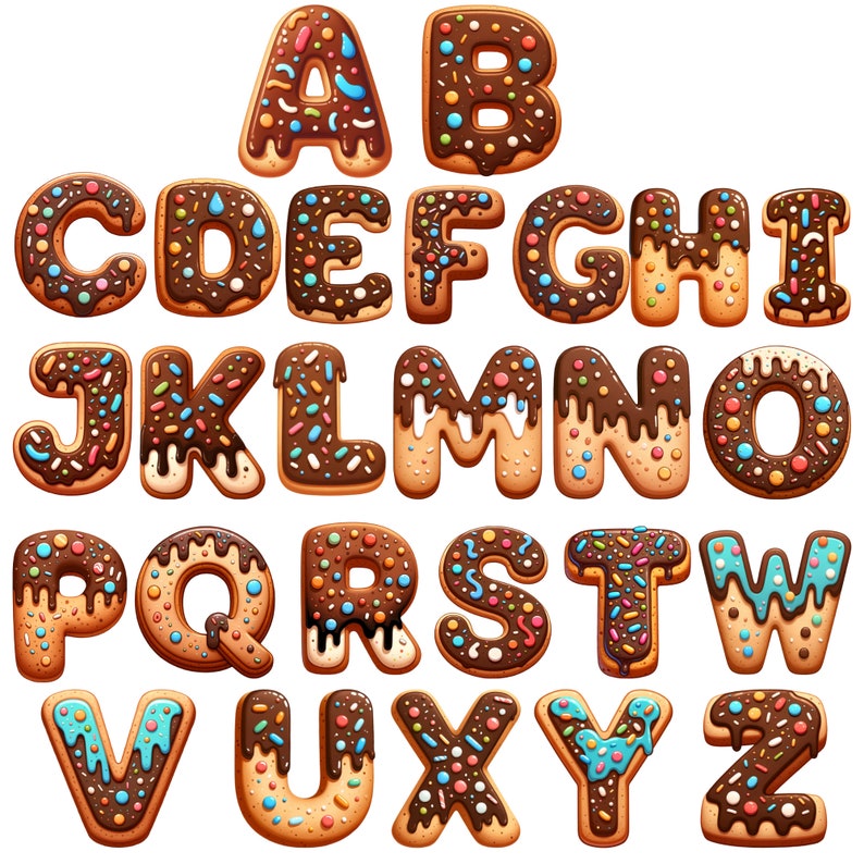 Cookies Alphabet - Sprinkle Cookie Clipart - Cookie Letters PNG Set ...