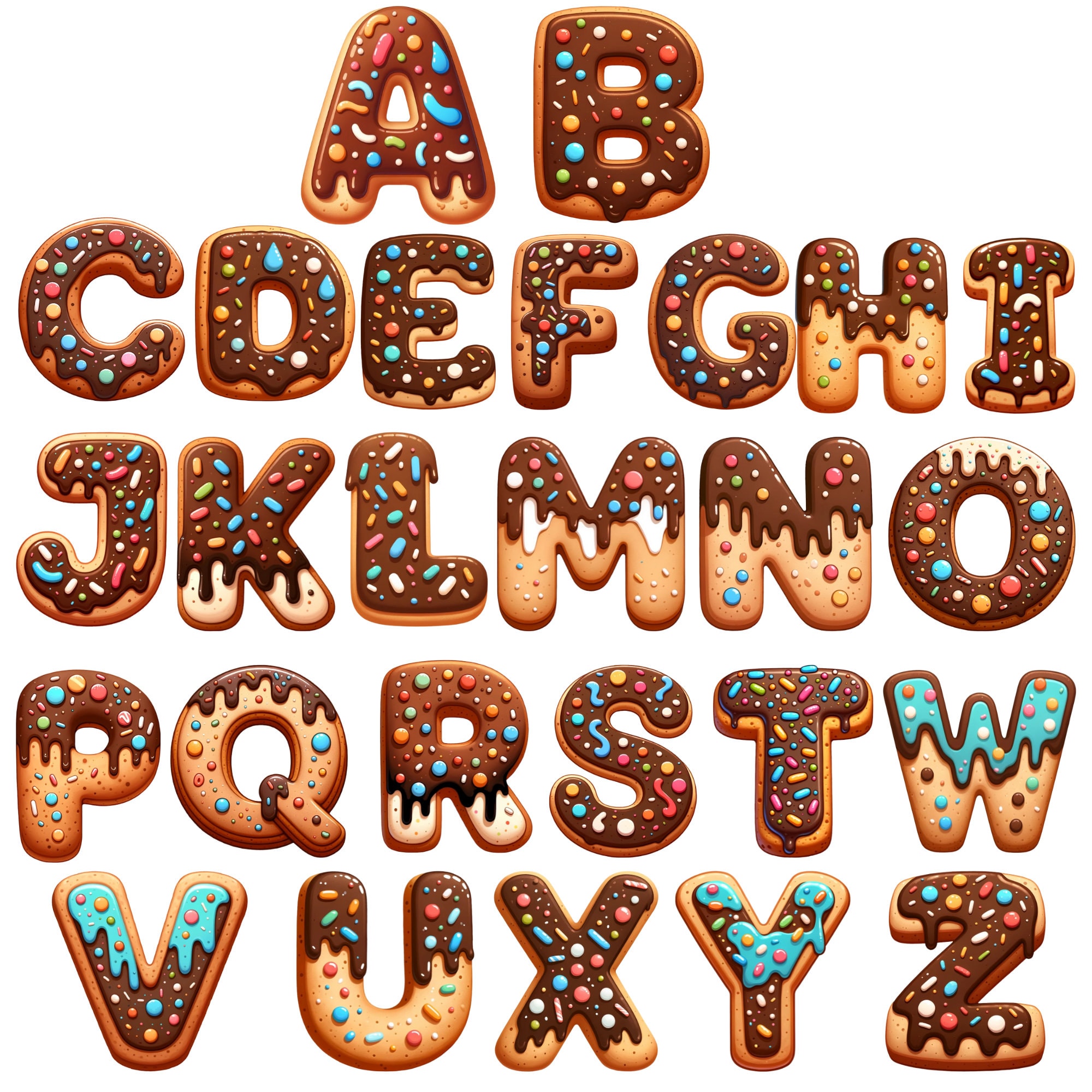 Cookies Alphabet - Sprinkle Cookie Clipart - Cookie Letters PNG Set ...