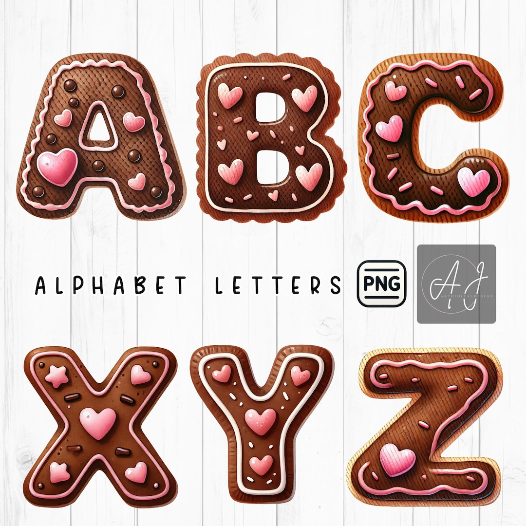 Cookie Alphabet PNG, Valentine Alphabet, Chocolate Alphabet Clipart ...