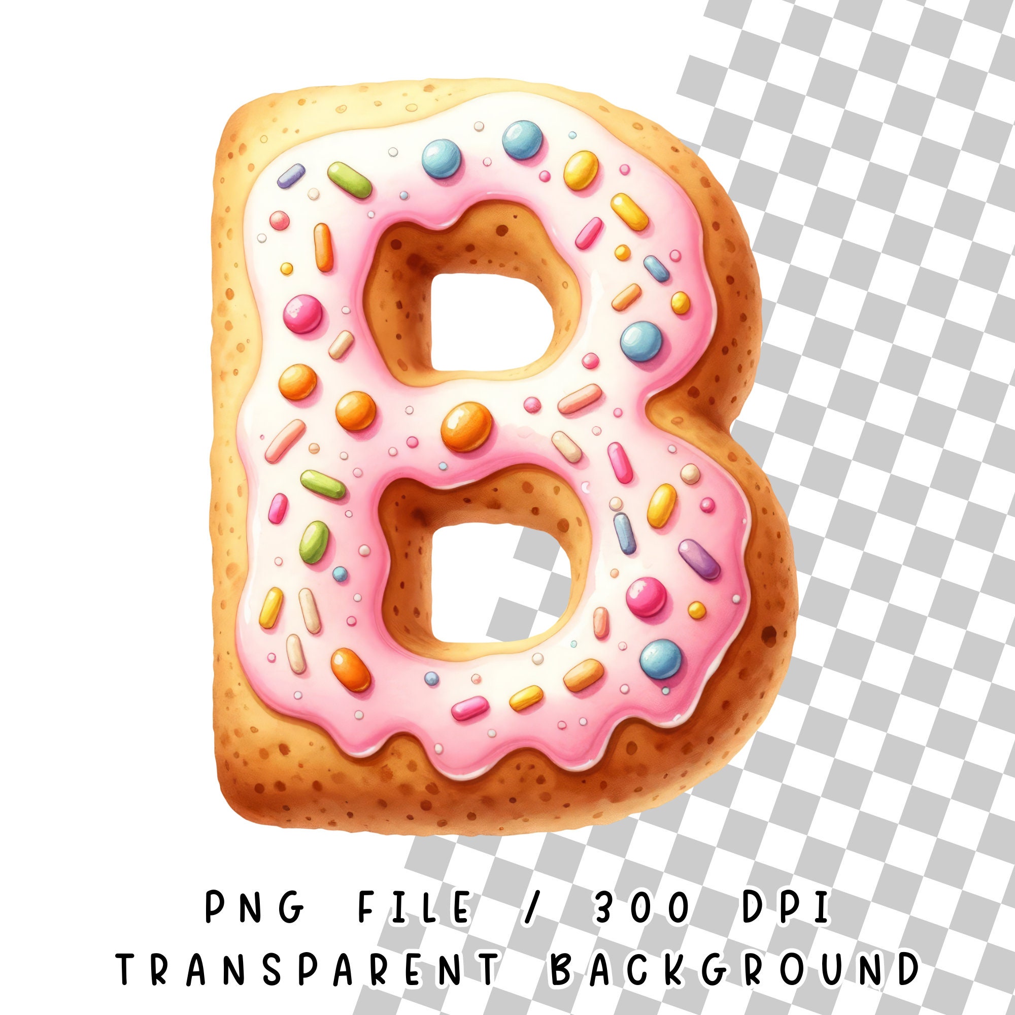 Sprinkle Cookie Letters PNG Set: Pink Donut Alphabet (digital Download ...