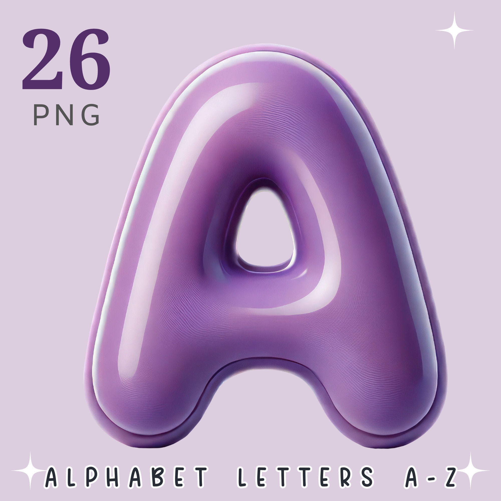 3D Purple Bubbly Alphabet Set, Bubblegum 3D Letters, Monogram, Doodle ...
