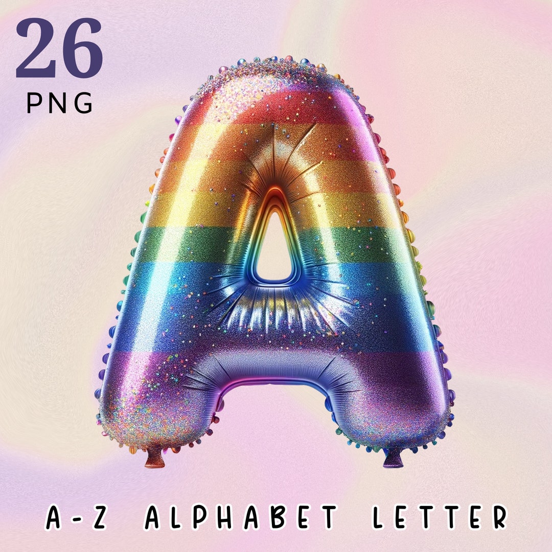 3D Rainbow Foil Balloon Alphabet Set, A to Z Rainbow 3D Letters ...