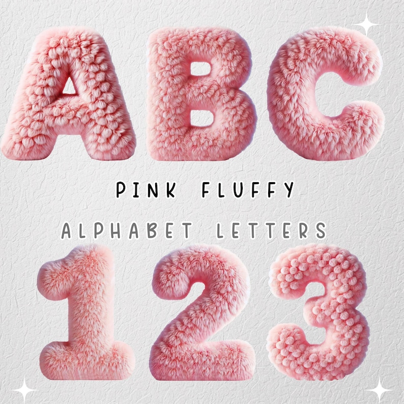 Pink Fluffy Alphabet, Baby Milestone Clipart, Fluffy Letters, Nursery ...