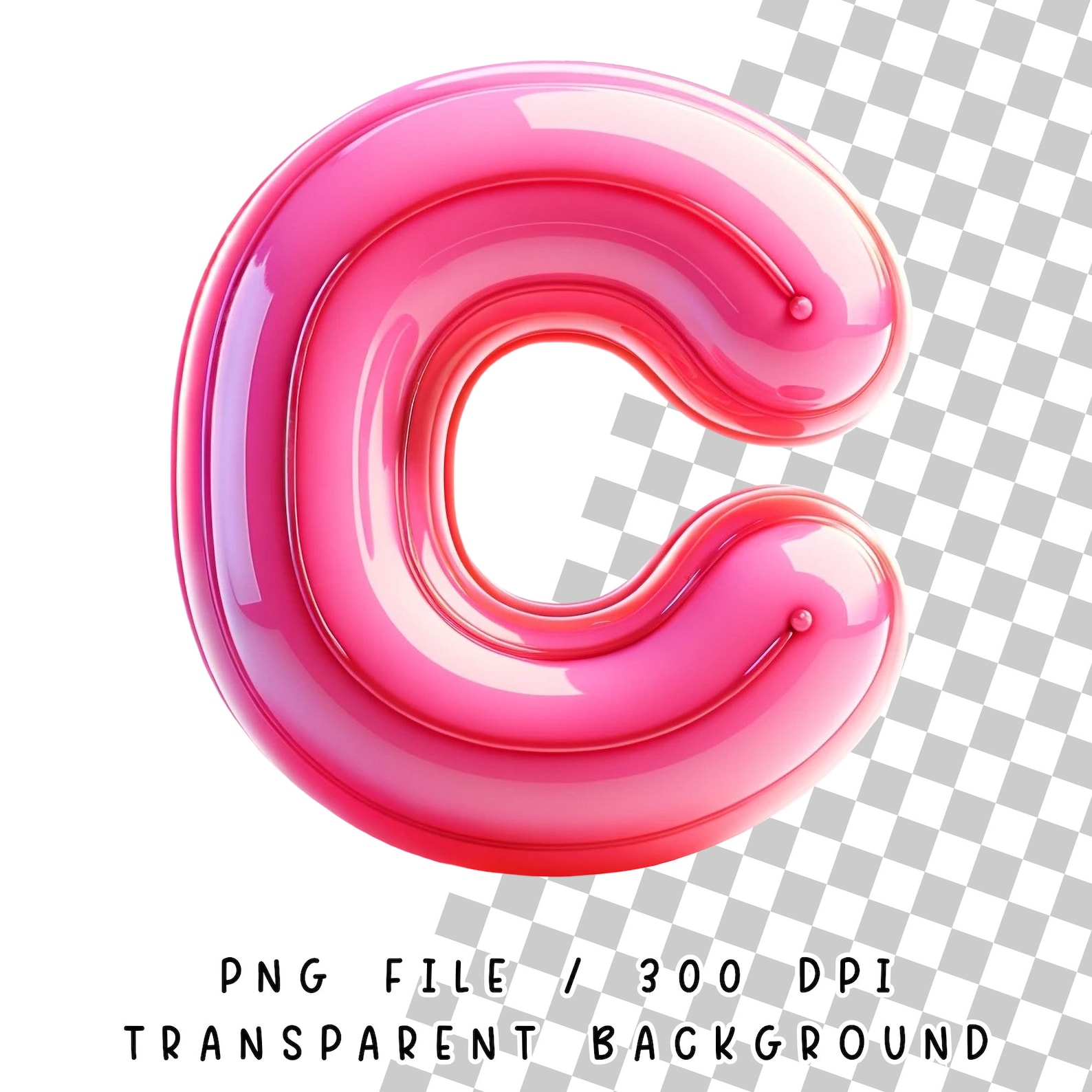 3D Pink Bubbly Alphabet Set, Bubblegum 3D Letters, Monogram, Doodle ...