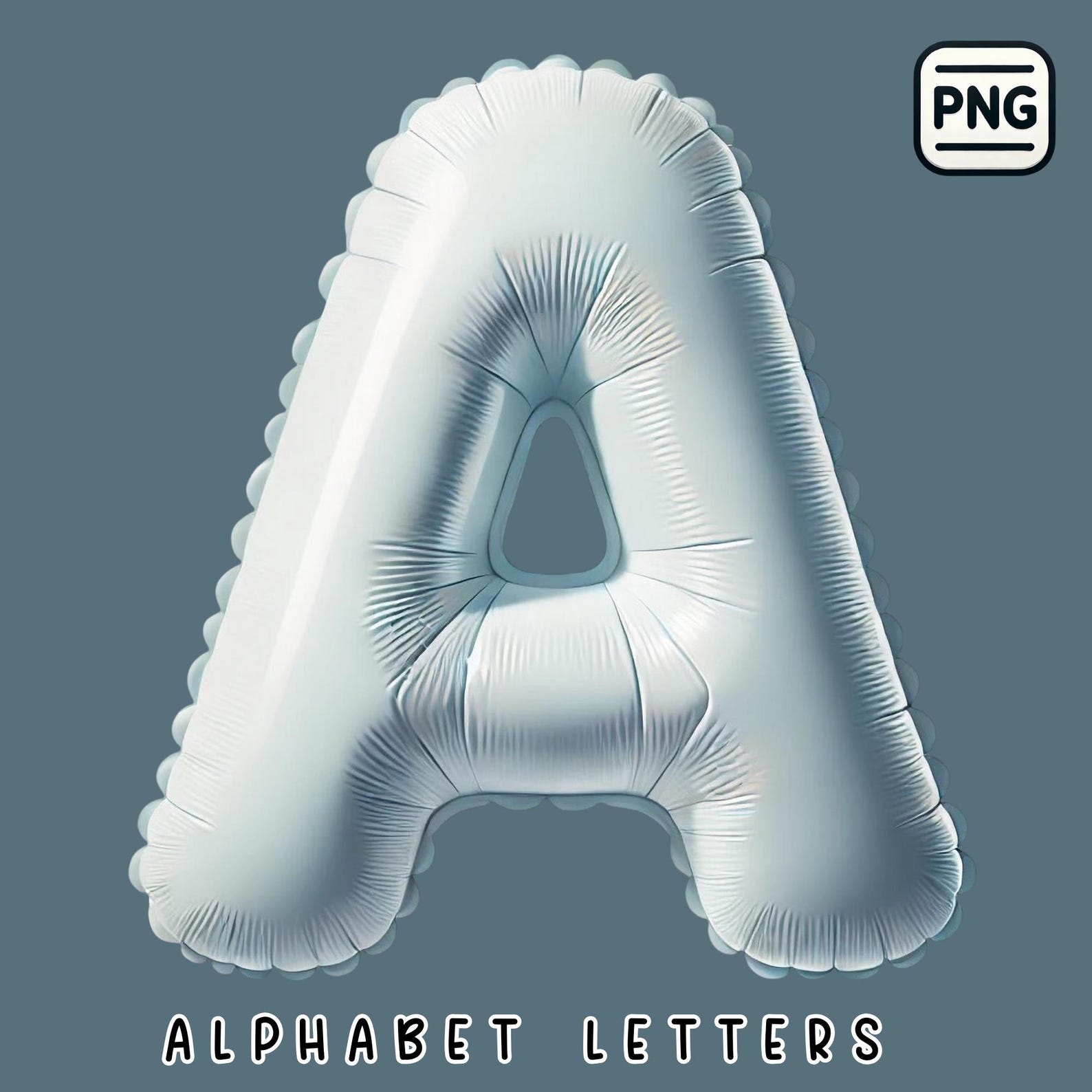 White Foil Balloon Alphabet Clip Art: Metallic PNG Letters (digital ...