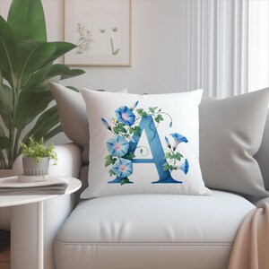 Floral Alphabet Clipart Set, Blue Morning Glory Letters, Blue Flower ...