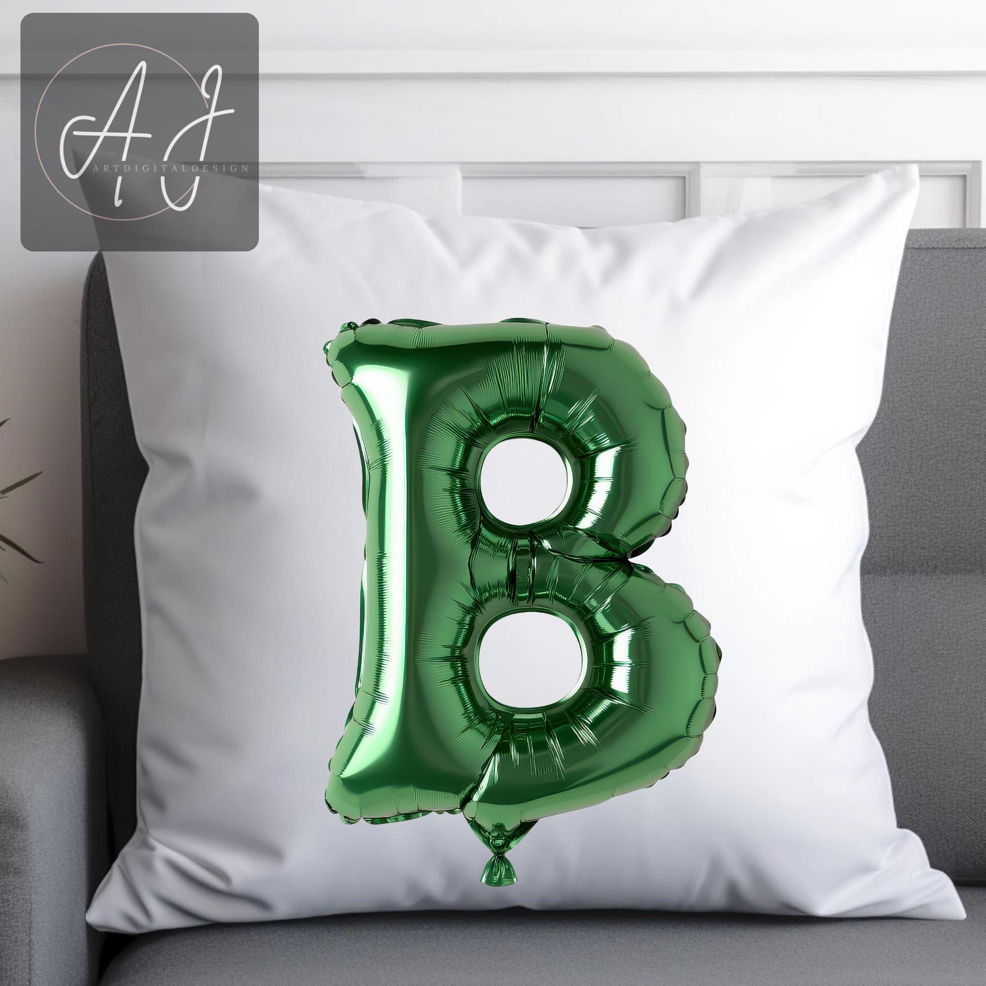 Green Balloon Letters Clipart, Shiny Metallic Letters, Green Metallic ...