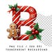 Christmas Alphabet Clipart: Candy Cane Gingerbread Letters (PNG Digital ...