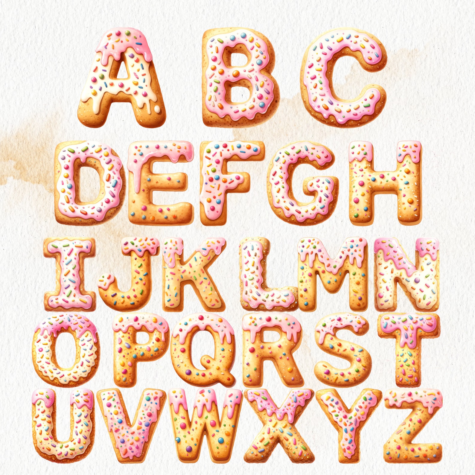 Sprinkle Cookie Letters PNG Set: Pink Donut Alphabet (digital Download ...