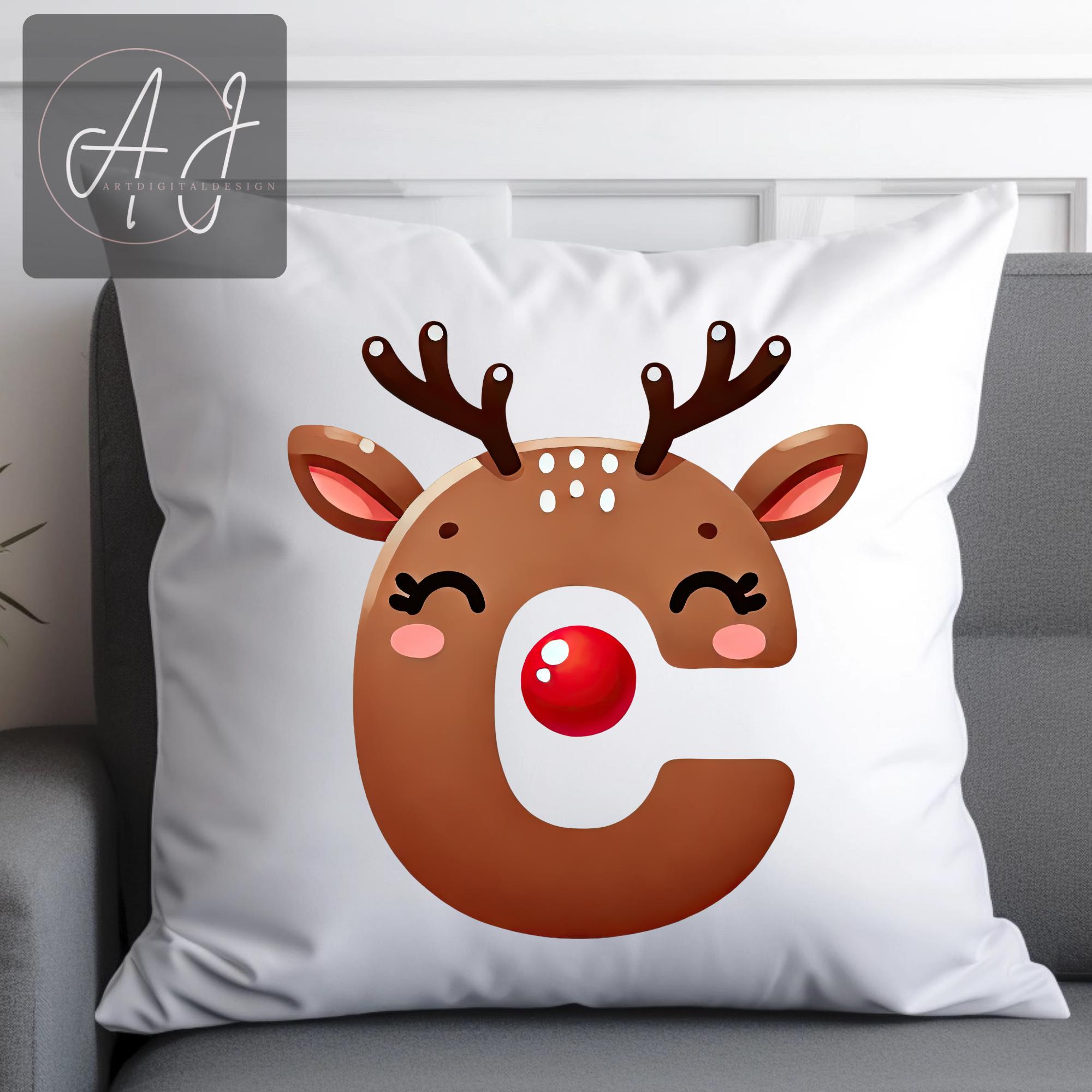 Christmas Reindeer Alphabet Clipart Set, Cute Holiday Letters PNG ...