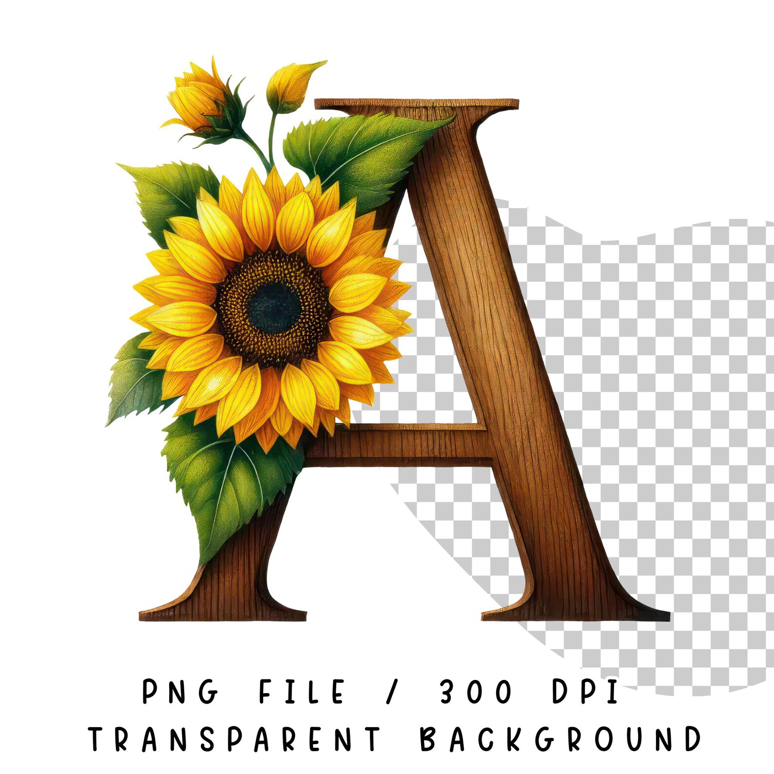 Rustic Sunflower Alphabet Letters and Numbers Set – Vintage Floral ...