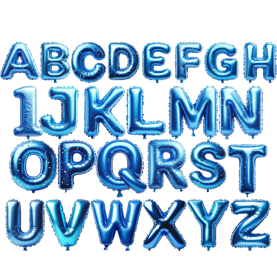 Sapphire Blue Foil Balloons Alphabet Clip Art - Blue Balloons Letters ...