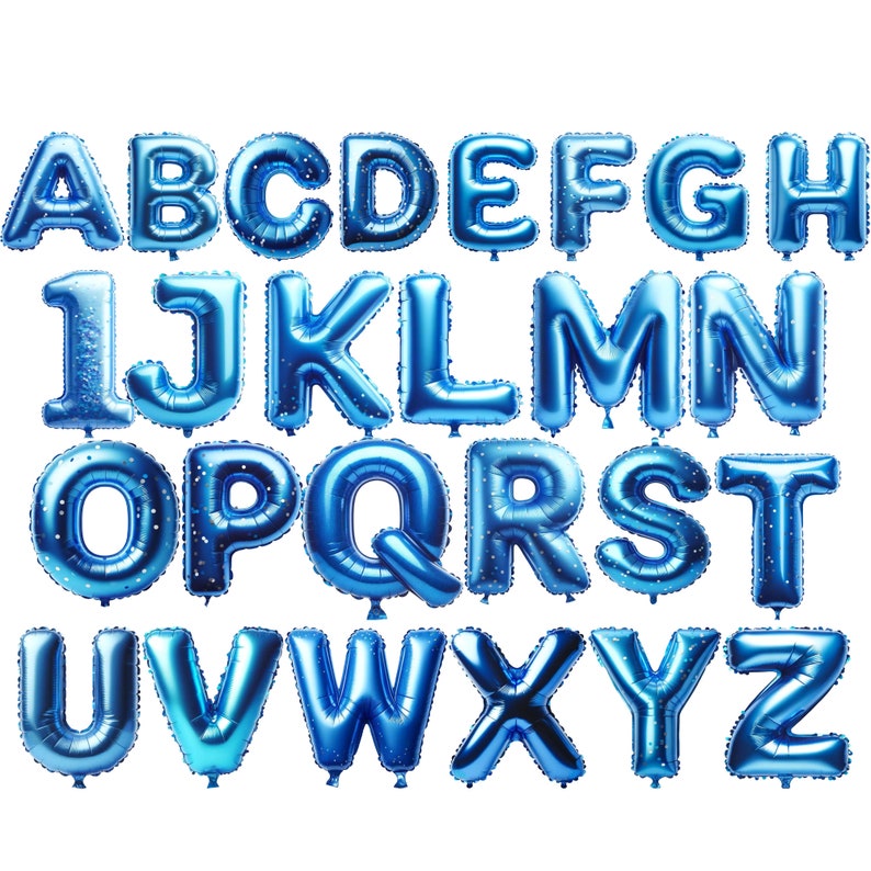 Sapphire Blue Foil Balloons Alphabet Clip Art - Blue Balloons Letters ...