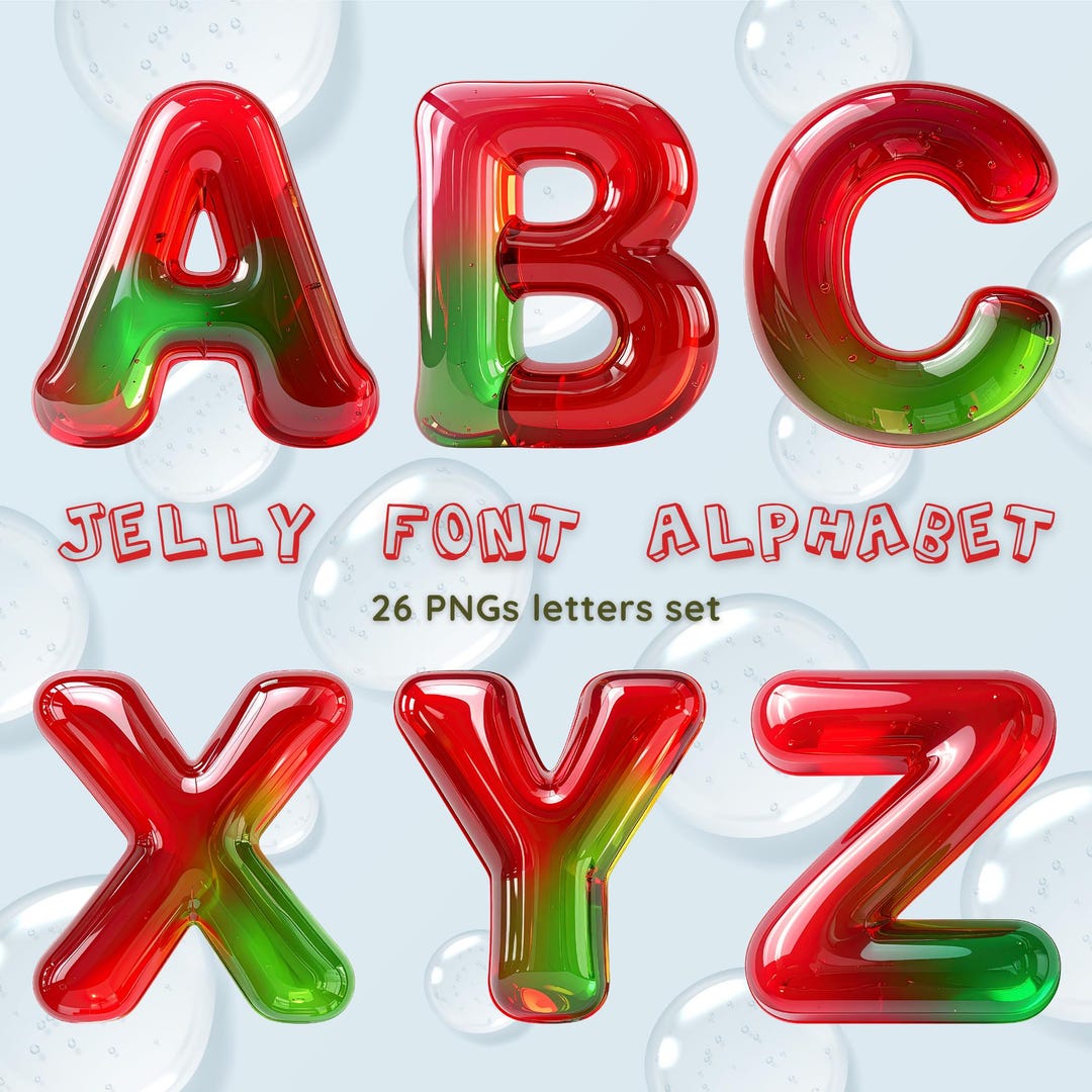 Jelly Font Christmas Alphabet: Color Bubble Letters PNG (digital ...