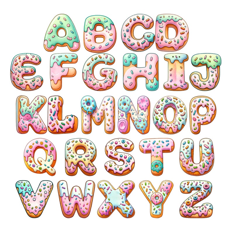 Donut Font Clipart PNG - Donut Alphabet Letters and Numbers - Donut ...