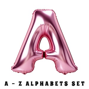 Pink Metallic Balloon Alphabet Letters Set, A-Z Alphabet Letters ...