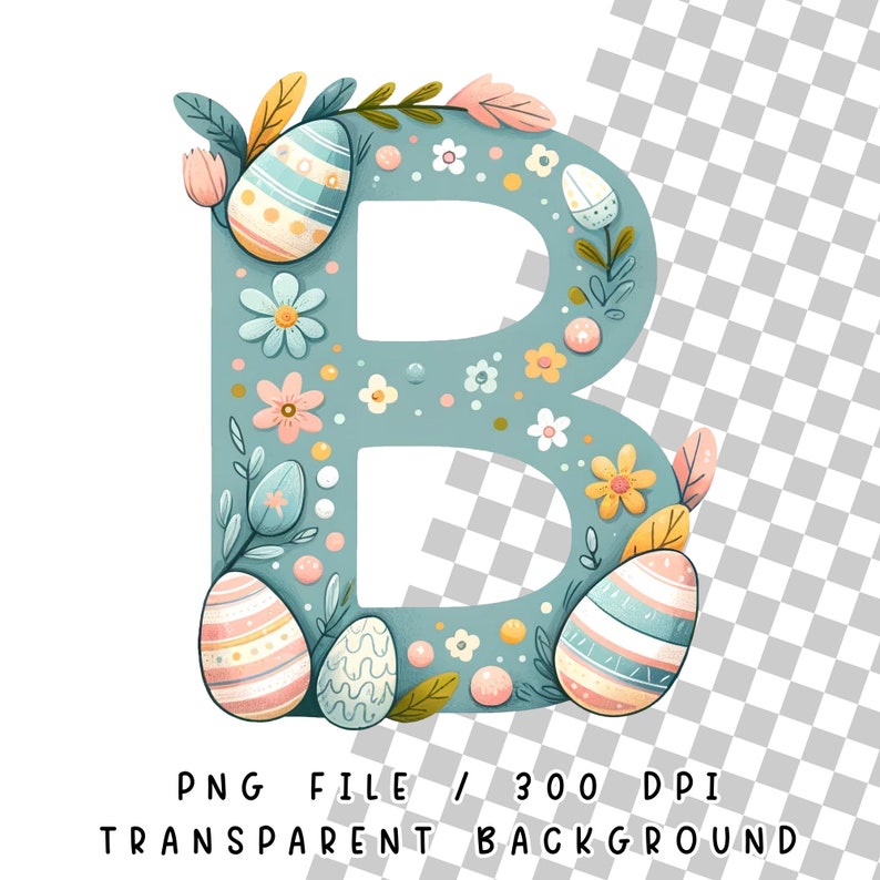 Easter Alphabet A-Z, Easter Egg Decor PNG, Printable Alphabet, Easter ...