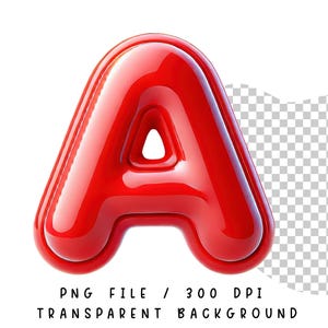 3D Red Balloon Alphabet Letters, 3D Red Bubbly Alphabet Set, Monogram ...