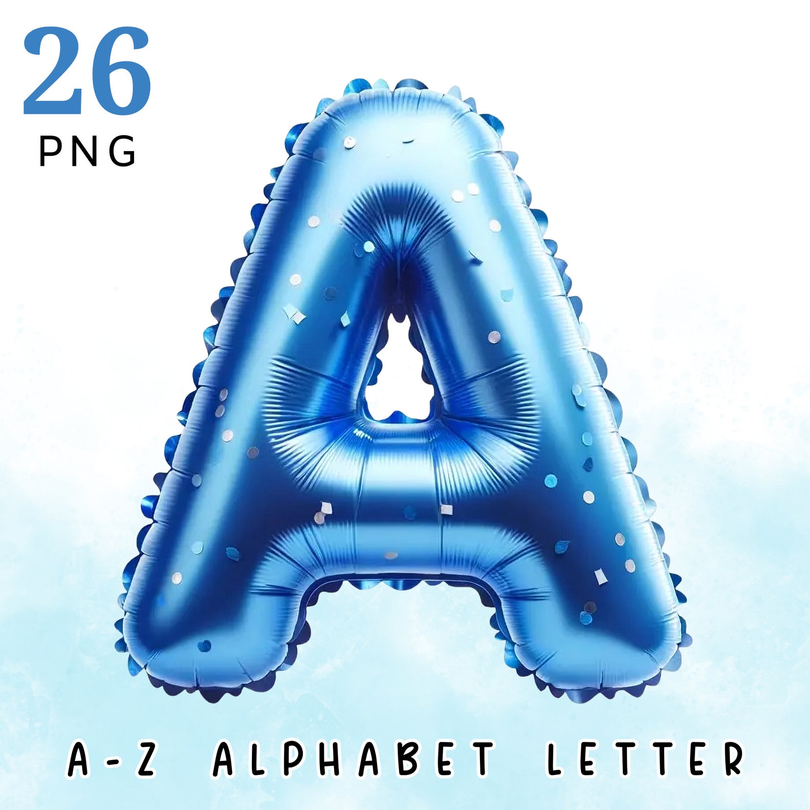 Sapphire Blue Foil Balloons Alphabet Clip Art - Blue Balloons Letters ...