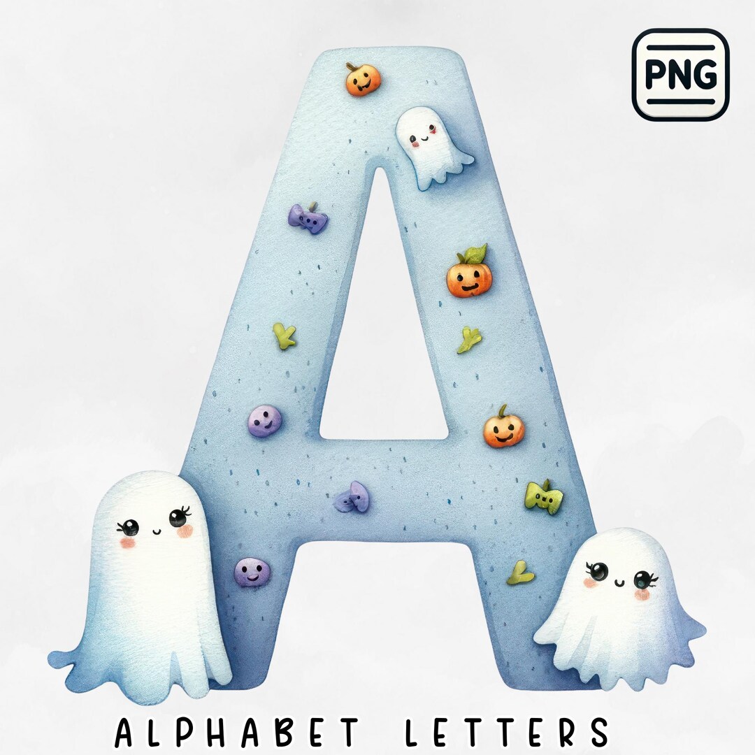 Ghost Alphabet, Spooky Boo Letters, Halloween Flower Ghosts, Halloween ...