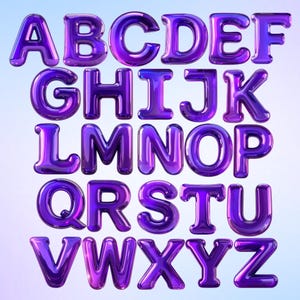 3D Purple Balloon Letters PNG | Glossy Font Clipart (digital Download ...