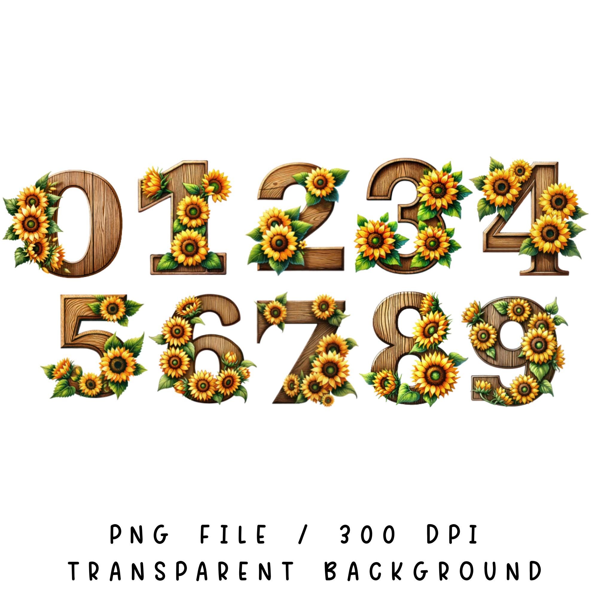 Rustic Sunflower Alphabet & Numbers: Vintage Floral Monogram (digital ...
