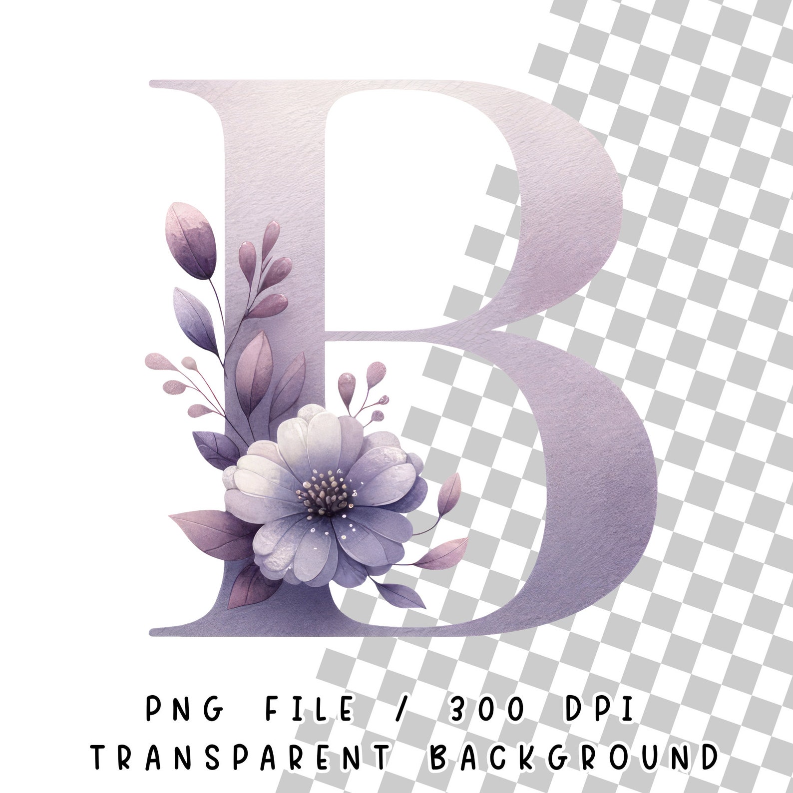 Floral Alphabet A - Z Clipart, Purple Floral Letters Png, Watercolor ...