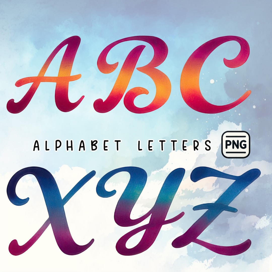 Rainbow Gradient Alphabet PNG, Colorful Cursive Letters Clipart ...