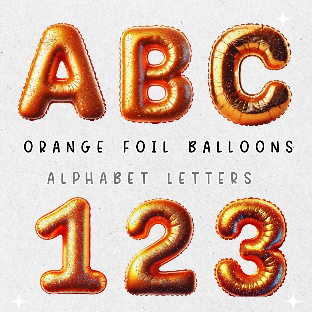 Orange Foil Balloon Alphabet Clip Art Orange Balloons Letters PNG Foil ...