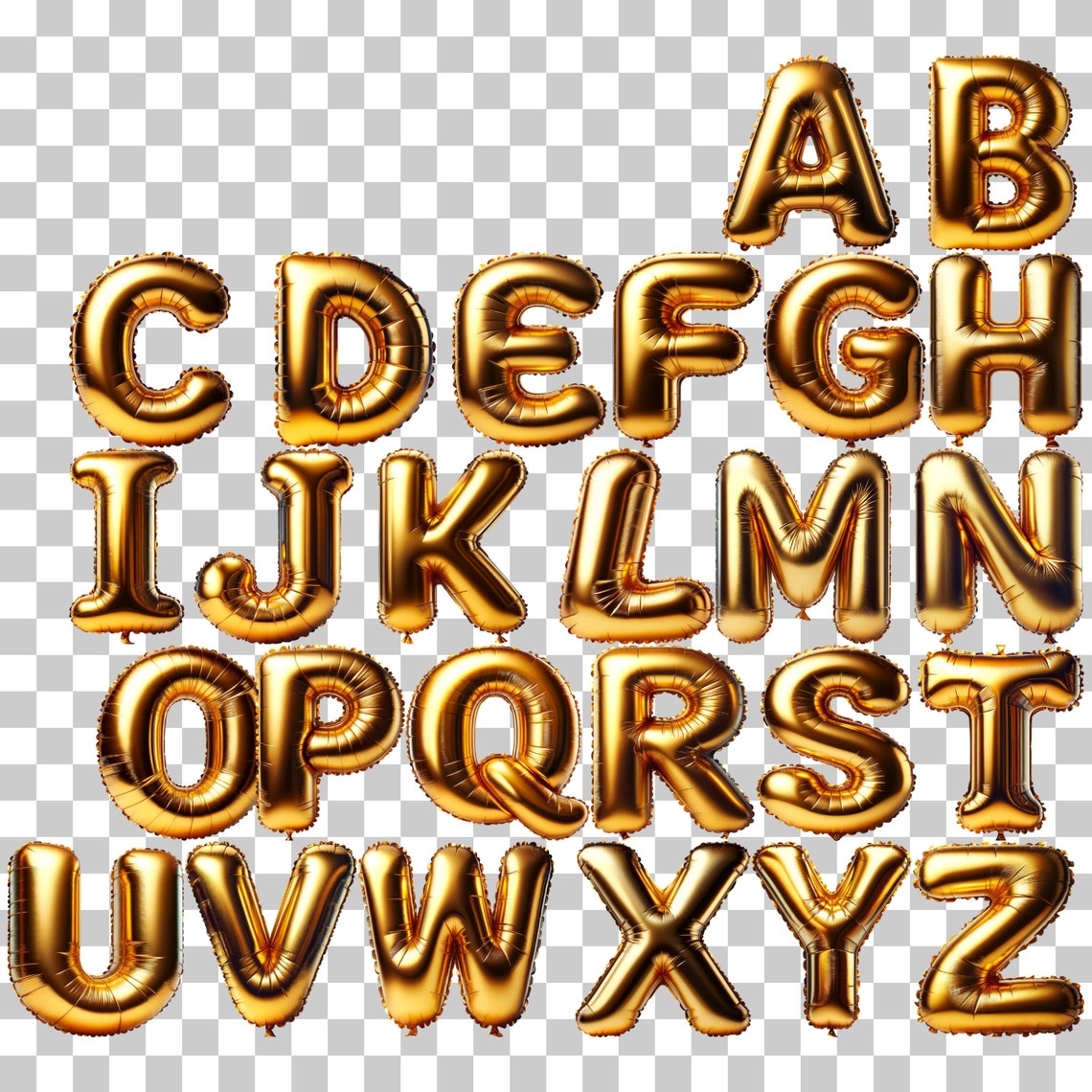 Gold Glossy Balloon Alphabet Letters, Gold Foil Balloon A to Z, Gold ...